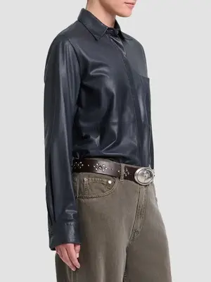 TWP Cowboy Update Leather Shirt - Midnight