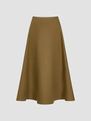 TWP Full Sweep Circle Double-canvas Cotton A-line Midi Skirt - Kangaroo