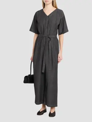 Eileen Fisher Cotton Twill V-neck Jumpsuit