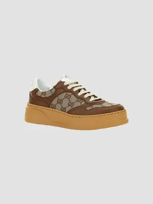 Gucci Gg Canvas & Leather Low-top Sneakers