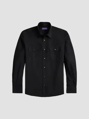Ralph Lauren Purple Label Silk-linen Canvas Shirt - Black