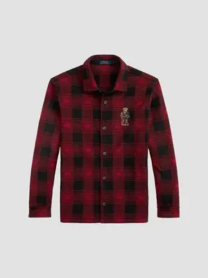 Polo Ralph Lauren Polo Bear Plaid Fleece Shirt Jacket - Red