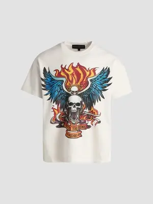 WHO DECIDES WAR Bad To The Bone Jersey Crewneck T-shirt - Cloud