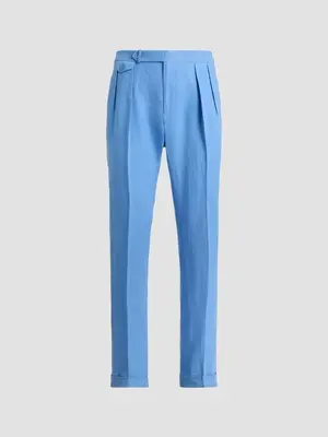 Polo Ralph Lauren Pleated Linen Straight-leg Trousers - Sky Blue