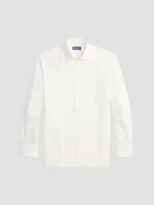 Ralph Lauren Purple Label Sea Island Pleated Bib Cotton Tuxedo Shirt - White