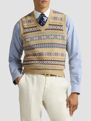 Polo Ralph Lauren Patterned Cotton-wool Sleeveless Sweater