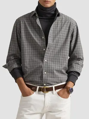 Polo Ralph Lauren Grid Cotton Poplin Shirt - Charcoal Multi