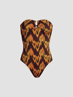 Ulla Johnson Monterey Printed Strapless One-piece Swimsuit - Terra