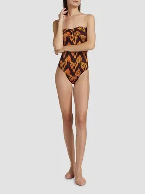 Ulla Johnson Monterey Printed Strapless One-piece Swimsuit