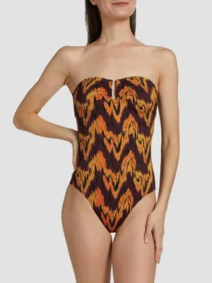 Ulla Johnson Monterey Printed Strapless One-piece Swimsuit