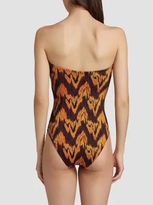 Ulla Johnson Monterey Printed Strapless One-piece Swimsuit
