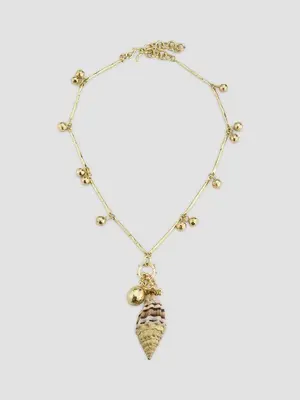 Ulla Johnson Livia Goldtone & Spotted Shell Pendant Necklace