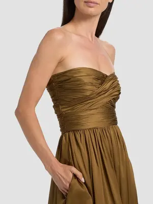 Ulla Johnson Anastasia Silk Gathered Strapless Gown - Willow