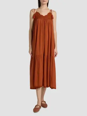 Ulla Johnson Linnea Cotton V-neck Midi-dress
