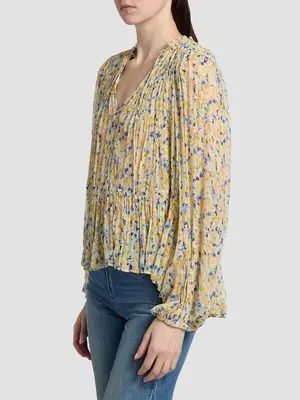 Ulla Johnson Leandra Printed Silk Blouse - Daffodil