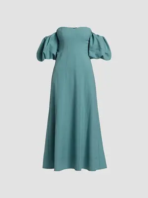 Ulla Johnson Ninia Off-the-shoulder Midi-dress - Ocean
