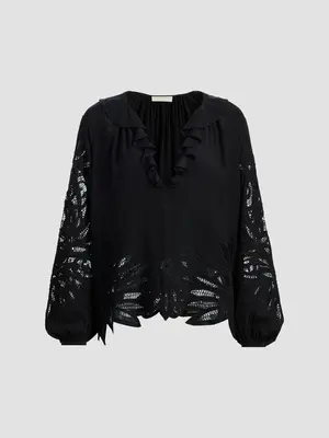 Ulla Johnson Adonis Silk Puff-sleeve Blouse - Noir