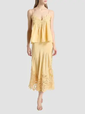 Ulla Johnson Oona Silk Lace-hem Maxi Skirt - Dandelion