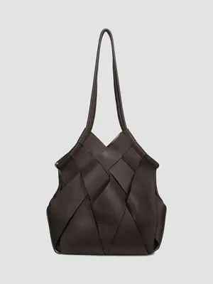 Ulla Johnson Charlotte Basket-weave Leather Shoulder Bag - Wenge
