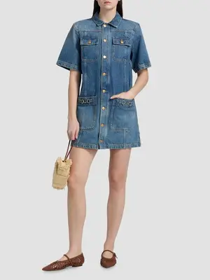 Ulla Johnson Painters Denim Mini-shirtdress
