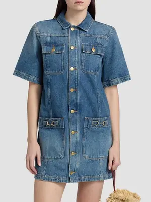 Ulla Johnson Painters Denim Mini-shirtdress
