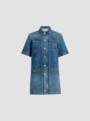 Ulla Johnson Painters Denim Mini-shirtdress - Danube