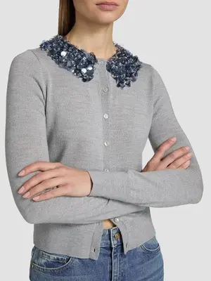 Ulla Johnson Anna Embellished-collar Merino Wool Cardigan