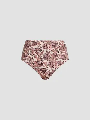 Ulla Johnson Zahara Printed High-waisted Bikini Bottom - Limestone