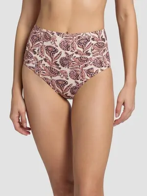 Ulla Johnson Zahara Printed High-waisted Bikini Bottom - Limestone