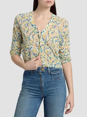Ulla Johnson Vivienne Floral Cotton-blend Cardigan - Daffodil