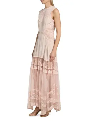 Ulla Johnson Florence Embroidered Silk & Tulle Maxi Dress - Blush