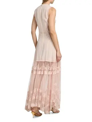 Ulla Johnson Florence Embroidered Silk & Tulle Maxi Dress - Blush