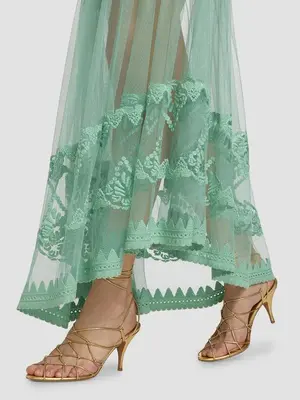 Ulla Johnson Elspeth Floral-embroidered Sheer Silk Midi-skirt