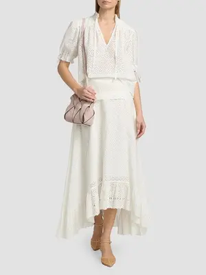 Ulla Johnson Violetta High-low Cotton A-line Midi-skirt - Pristine