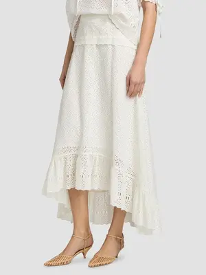Ulla Johnson Violetta High-low Cotton A-line Midi-skirt - Pristine