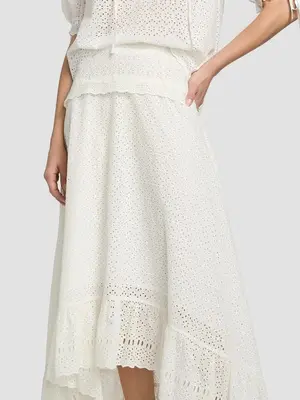 Ulla Johnson Violetta High-low Cotton A-line Midi-skirt - Pristine