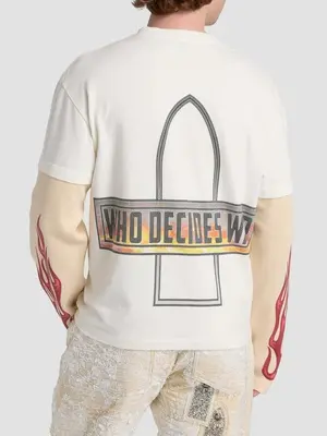 WHO DECIDES WAR Flame Glass Layered Long-sleeve Jersey T-shirt - Cloud Multi
