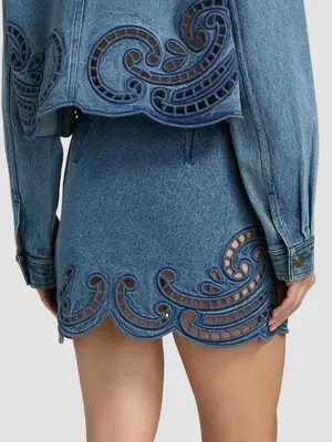 Ulla Johnson The Cadiz Eyelet Cotton Denim A-line Miniskirt - River