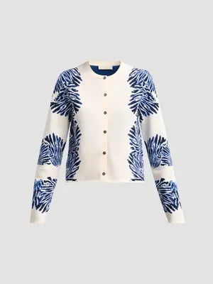 Ulla Johnson Carina Knit Jacquard Cardigan - Lapis