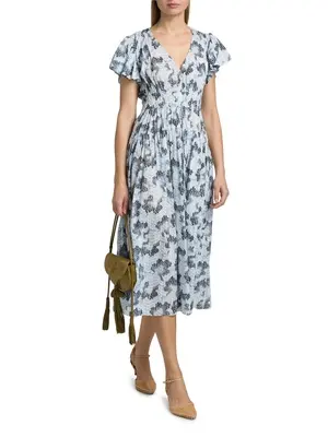 Ulla Johnson Lyria Abstract Cotton-blend Midi-dress