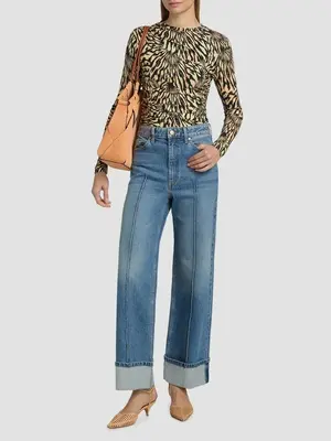 Ulla Johnson Nova Ruched Tiger-print Long-sleeve Top - Celestite