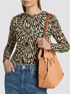 Ulla Johnson Nova Ruched Tiger-print Long-sleeve Top - Celestite