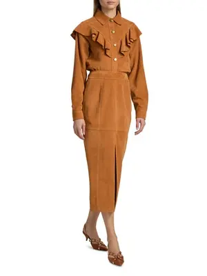 Ulla Johnson Matilde Ruffle Suede Jacket