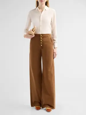 Ulla Johnson Jasmine Cotton Wide-leg Jeans - Umber