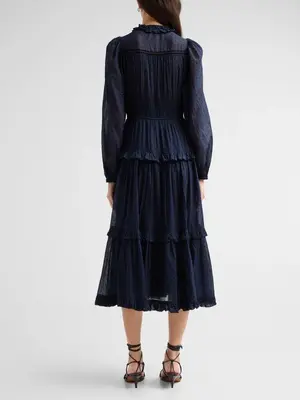 Ulla Johnson Ardelle Clip Dot Cotton Midi-dress