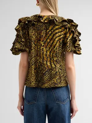 Ulla Johnson Josephine Animal-print Silk Top - Wren