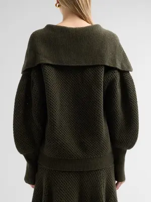 Ulla Johnson Lila Waffle-knit Merino Wool Pullover Sweater - Militaire