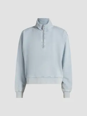 STELLAE DUX Quarter-zip Long-sleeve Sweatshirt - Bleached Indigo
