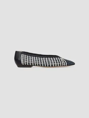 Veronica Beard Bancroft Woven Leather Ballerina Flats - Blue Multi