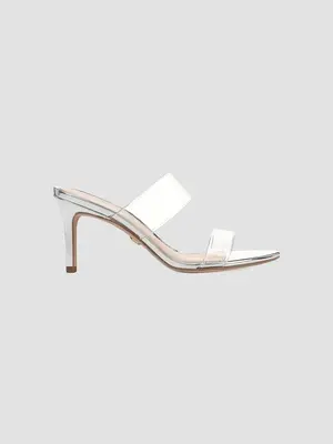 Veronica Beard Asha 75mm Transparent Stiletto Sandals - Silver